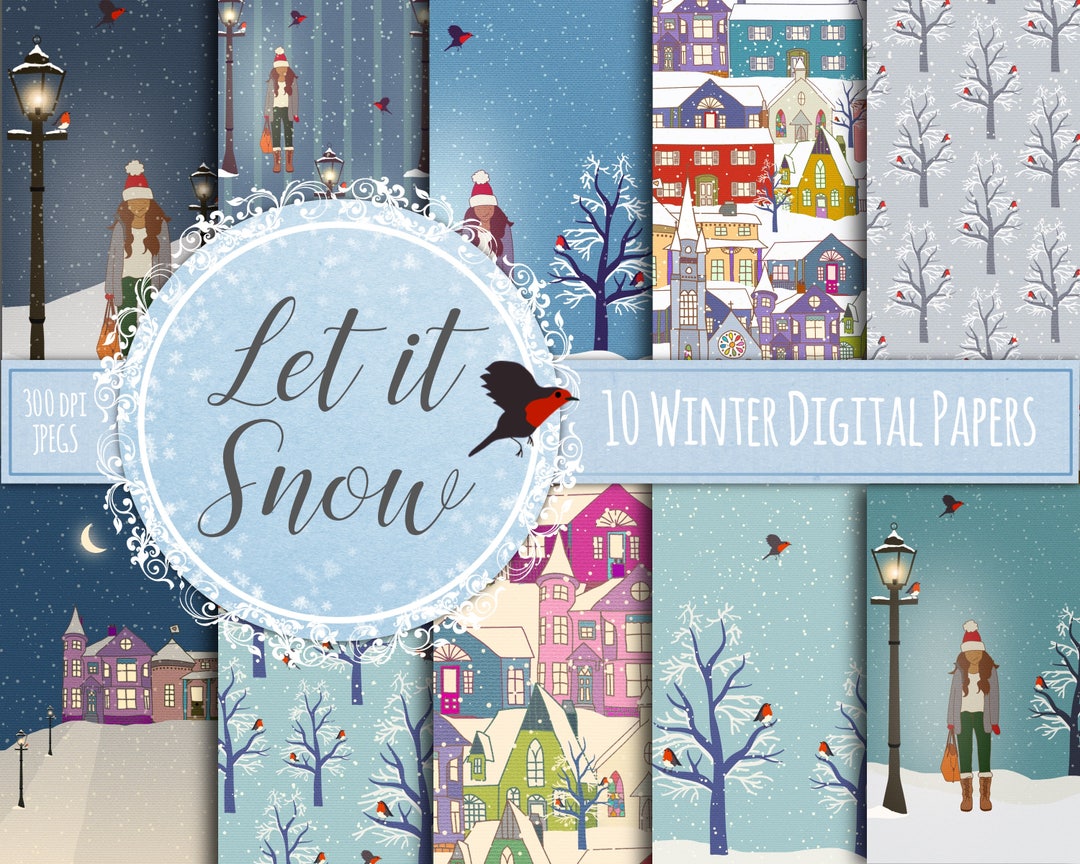 Winter Digital Paper, Christmas Digital Paper, Snow Digital Paper, Snow ...