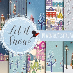 Winter Digital Paper, Christmas Digital Paper, Snow Digital Paper, Snow ...