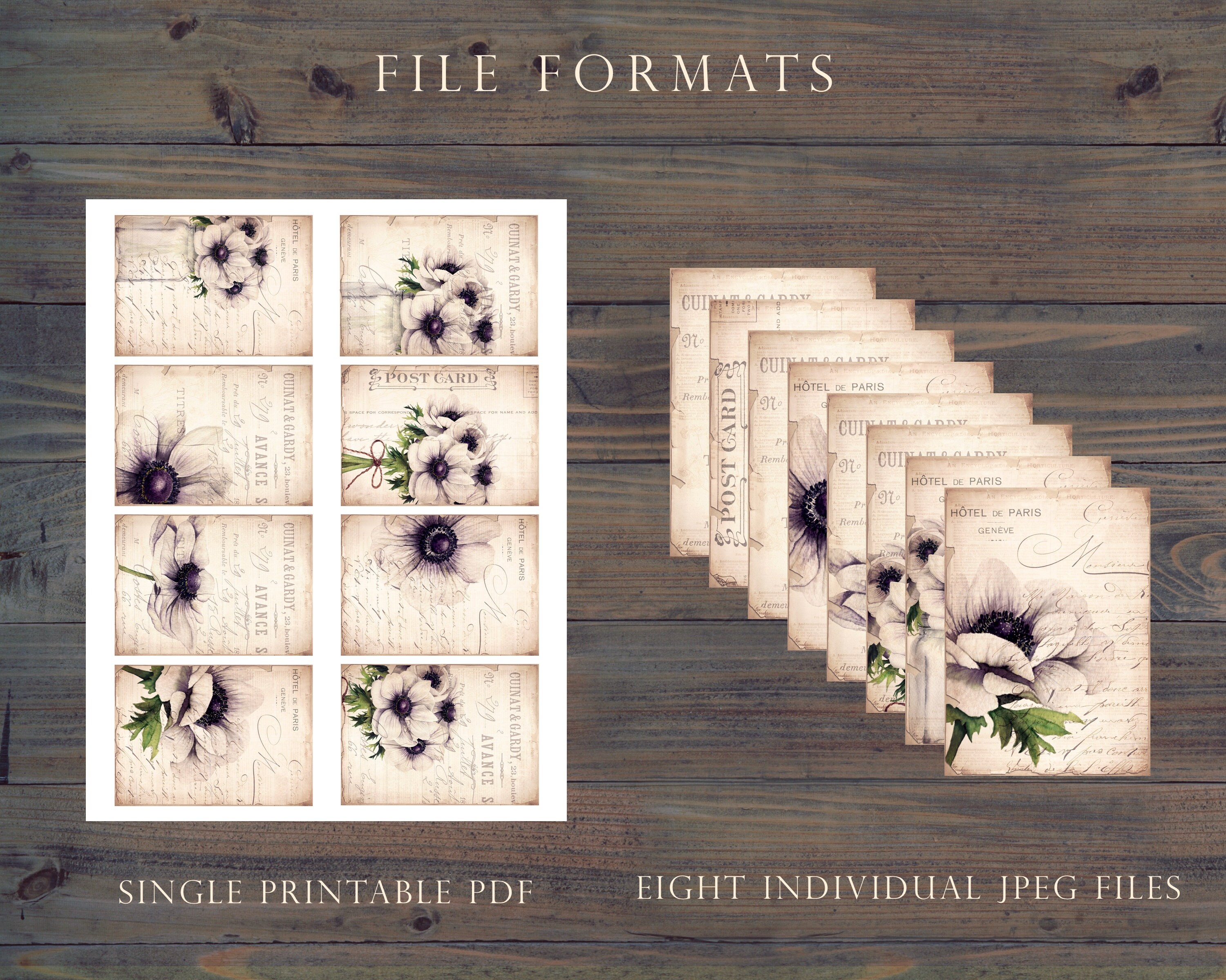 Floral ATC Cards Botanical Atc Printable Atc Cards Anemone - Etsy