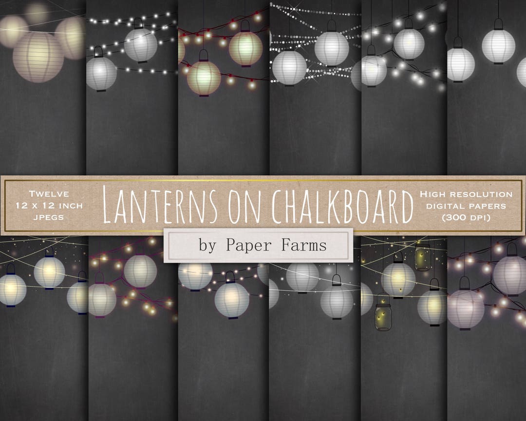 Paper Lanterns Digital Paper, Light Strings Digital Paper, Light ...