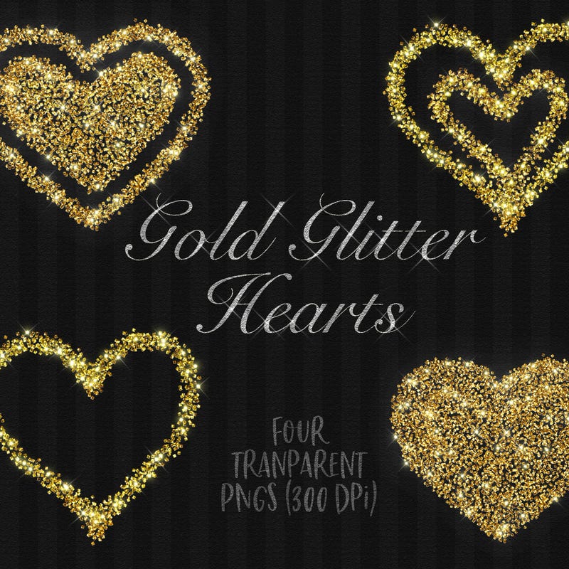 Gold Glitter Hearts - Etsy