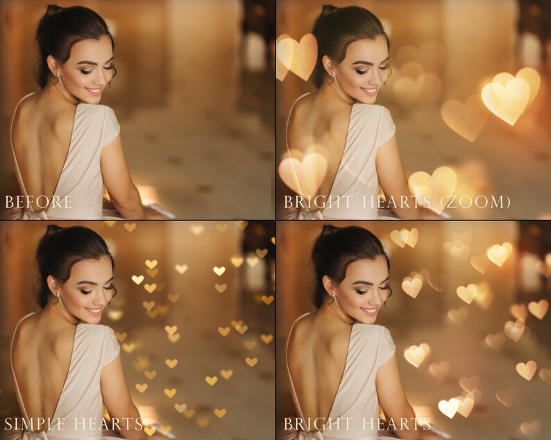 Heart Bokeh Overlays, Valentine Overlays. Photoshop Overlays, Bokeh ...
