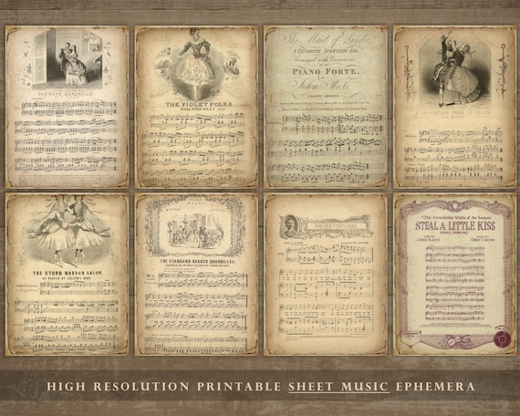 Vintage Sheet Music Printable Ephemera Junk Journal Vintage - Etsy