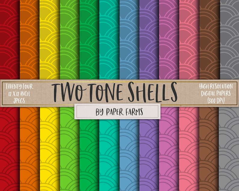 Two-tone Shells Background Pattern Digital Paper Scrapbook | Etsy