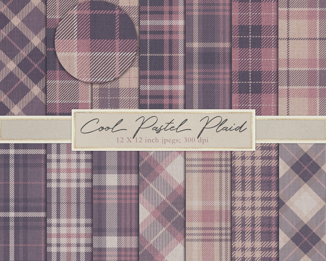 Plaid Digital Paper, Plaid Scrapbook Paper, Pastel, Lavender, Realistic ...