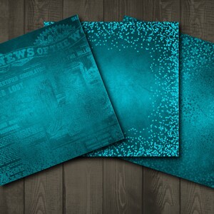 Vintage Teal Digital Paper, Metallic Teal Digital Paper, Teal Grunge ...