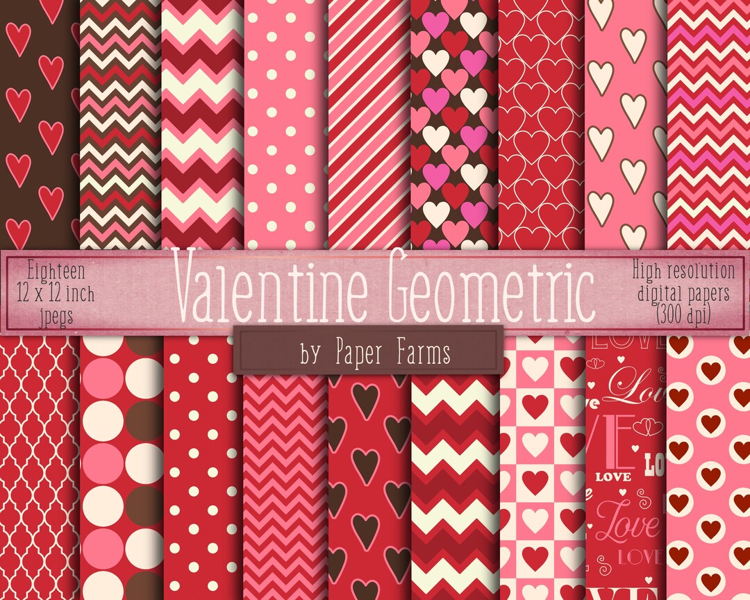Valentine Digital Paper, Valentine Scrapbook Paper, Love, Romance ...