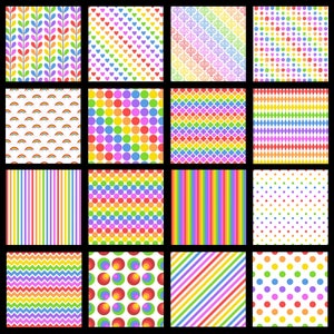 Rainbow Digital Paper, Rainbow Geometric, Digital Paper, Scrapbook ...