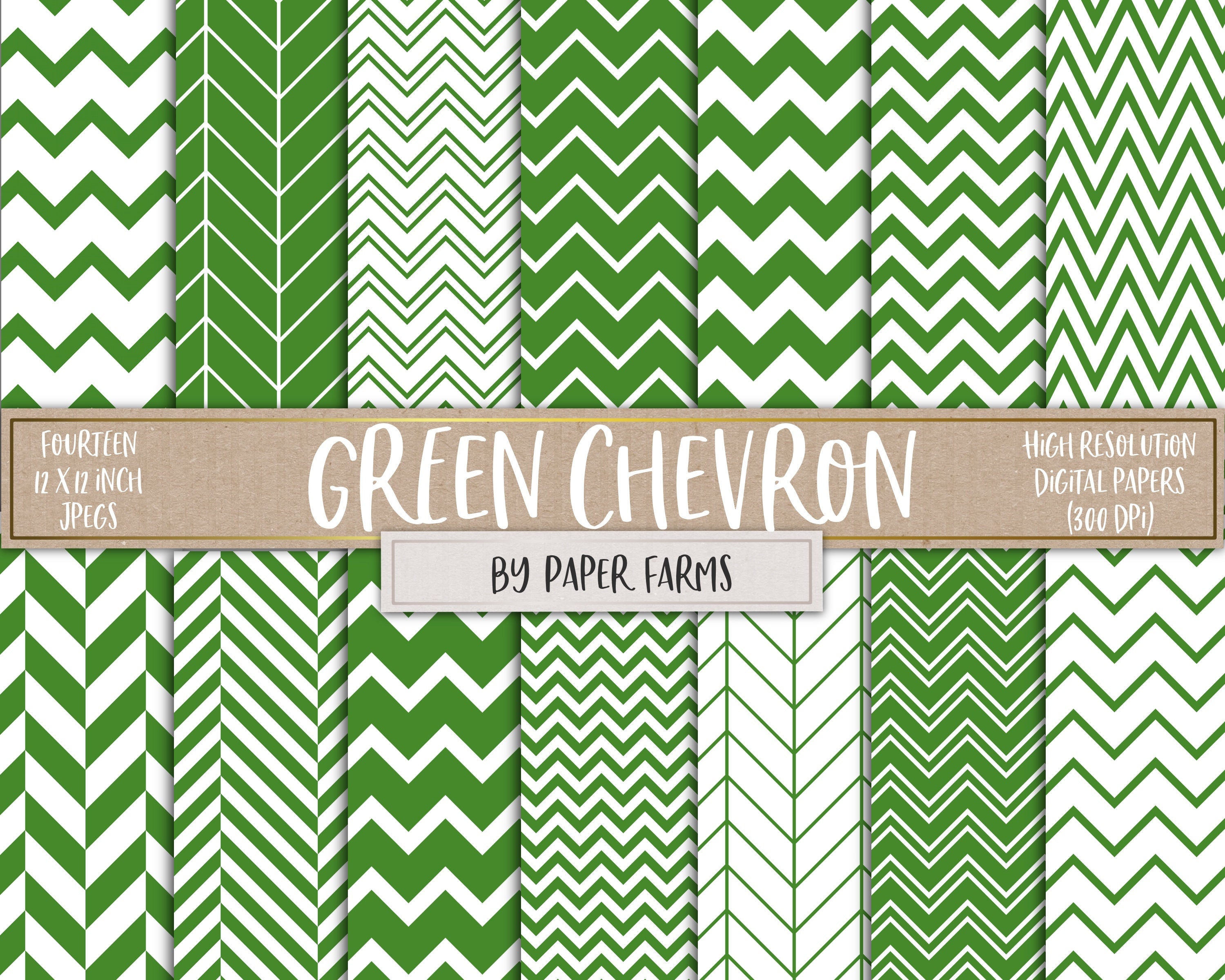 Green chevron SALE digital paper scrapbook paper forest | Etsy