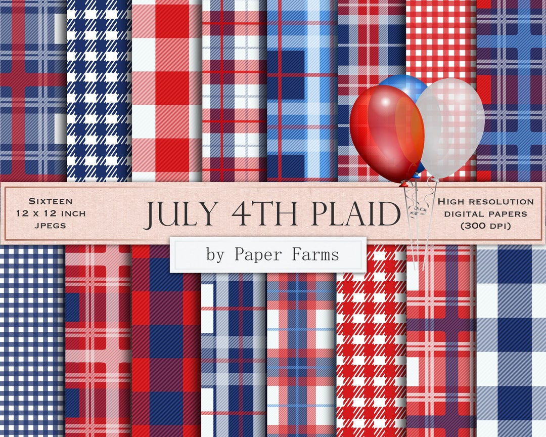 Fourth of July Plaid, July 4th, Independence Day Plaid, Digital Paper ...