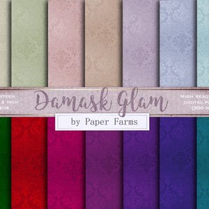 Damask Digital Paper, Damask Scrapbook Paper, Damask Glam, Printable ...