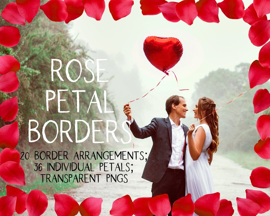 Rose Petal Borders, Rose Petal Border Overlays, Valentine, Valentine's ...