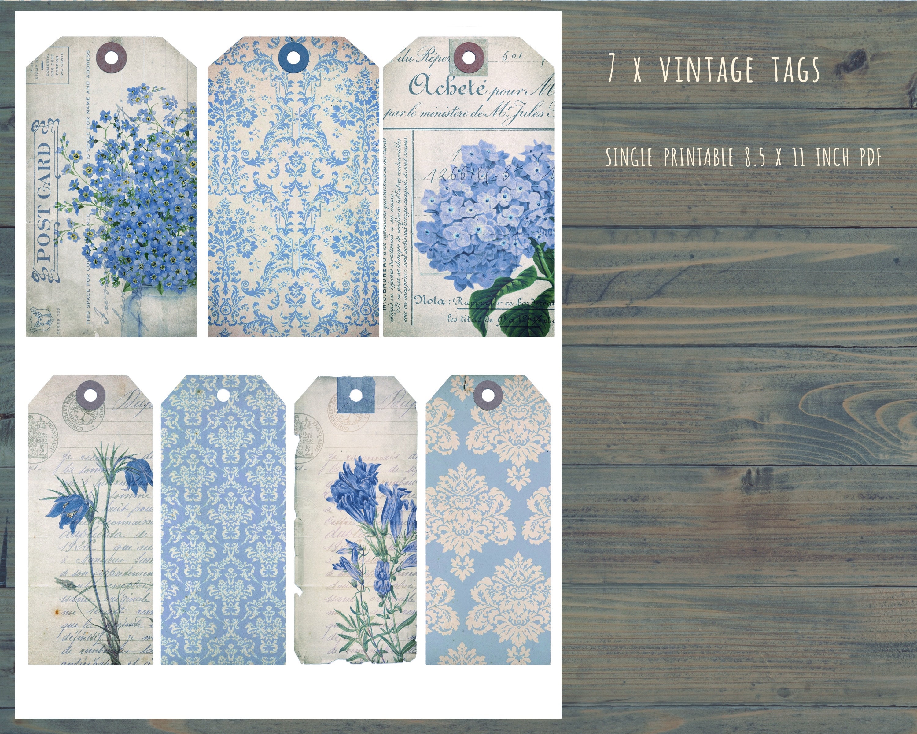 Blue Junk Journal Kit Blue Digital Paper Blue Collage - Etsy