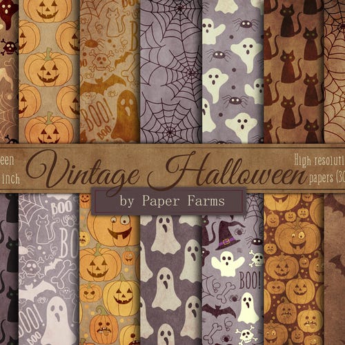 Vintage Halloween Digital Paper Backgrounds Scrapbook | Etsy