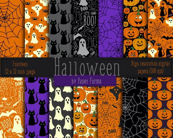 Halloween Digital Paper Halloween Scrapbook Paper Halloween | Etsy