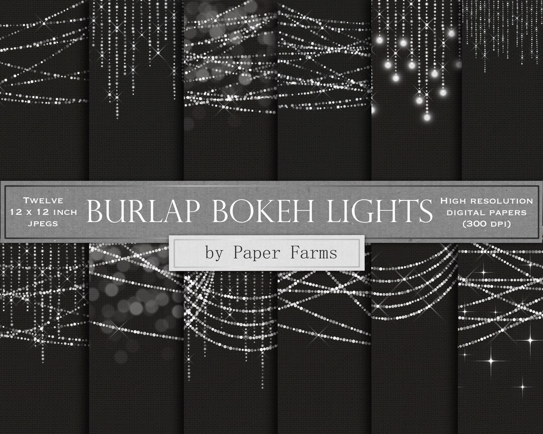 Bokeh Lights Digital Paper, Bokeh Lights Scrapbook Paper, Silver Bokeh ...