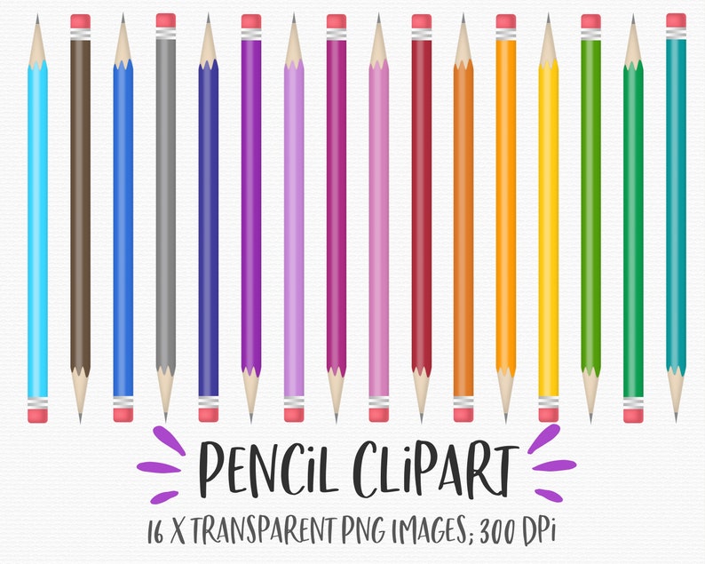 Pencil clipart school supplies clipart clip-art realist | Etsy