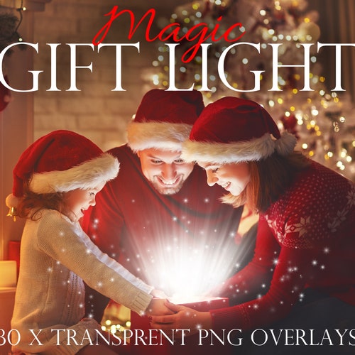 Gift Light Overlay Christmas Present Overlay Magic Shine | Etsy