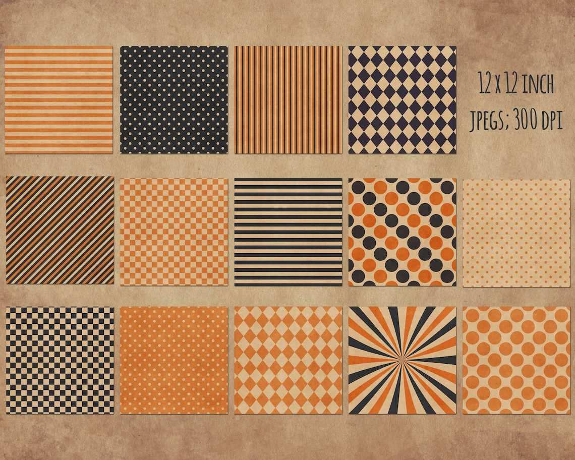 Vintage Halloween Digital Paper, Vintage Halloween Scrapbook Paper ...