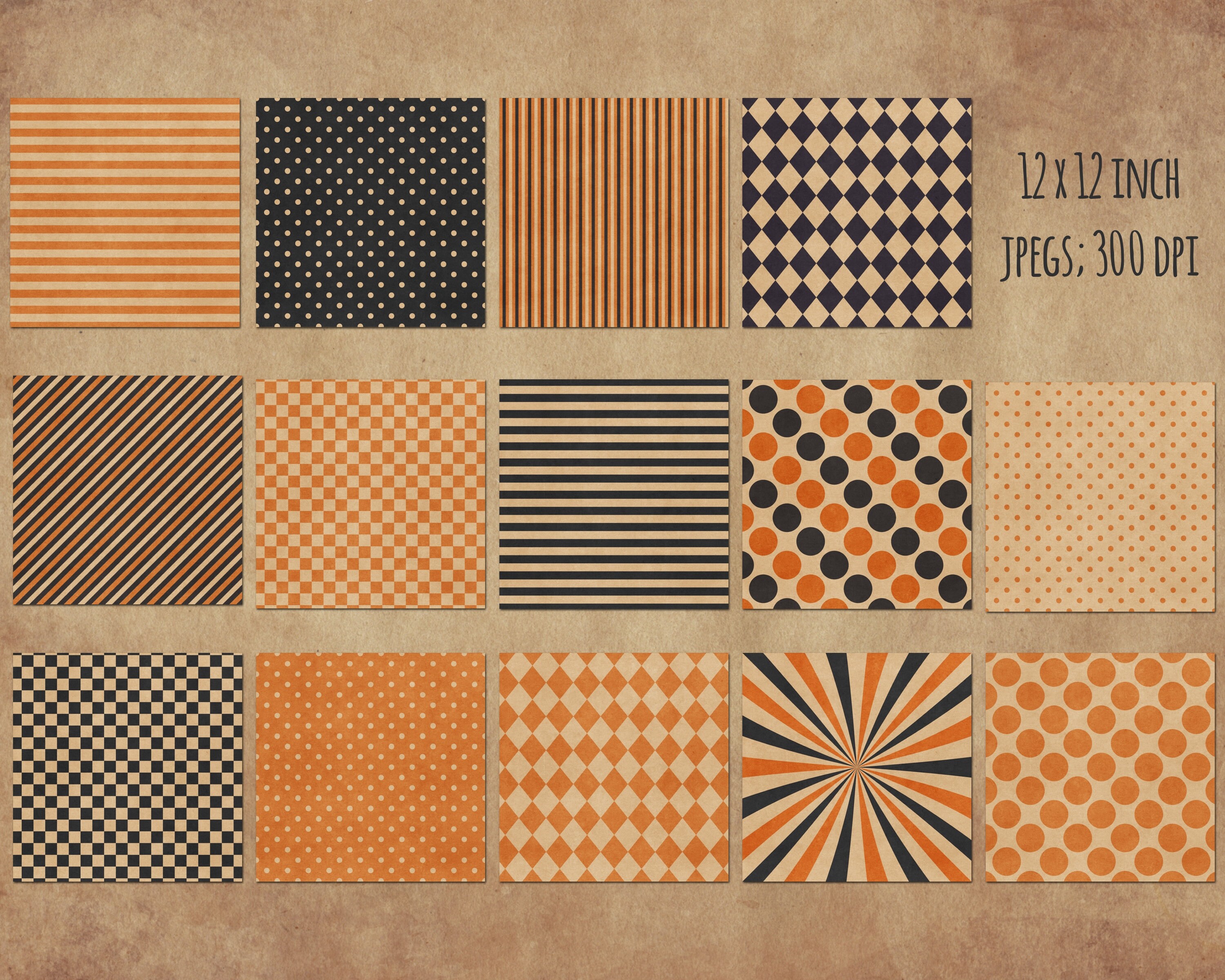 Vintage Halloween Digital Paper, Vintage Halloween Scrapbook Paper ...
