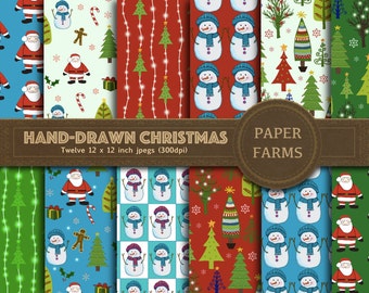 Winter Bird Christmas Tree Digital Paper Happy New Year - Etsy