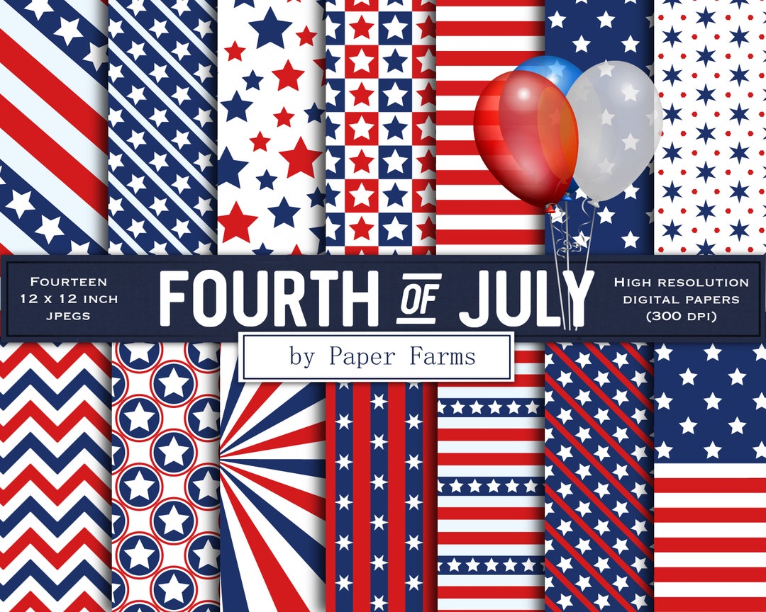 Fourth of July Digital Paper, Fourth of July Scrapbook Paper ...