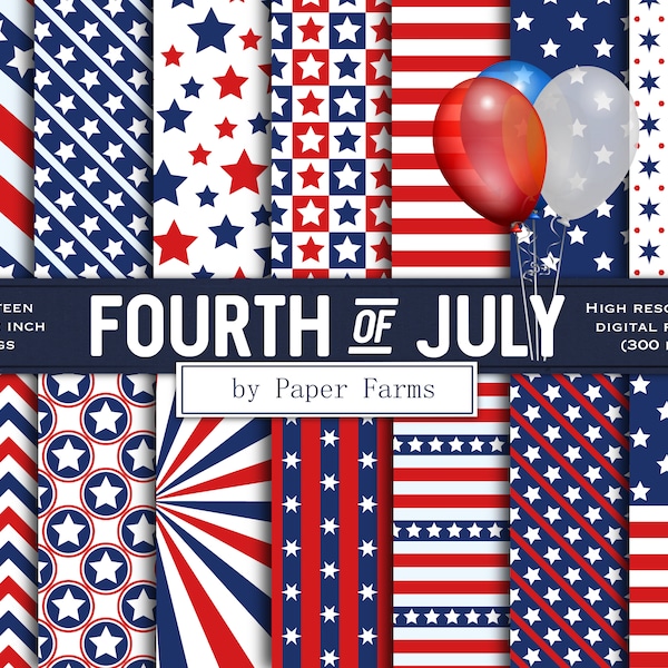 4th of July Digital Paper - Etsy