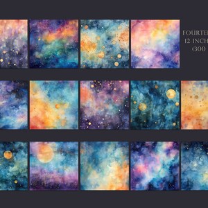 Watercolor Celestial, Watercolor Night Sky, Watercolor Galaxy, Digital ...