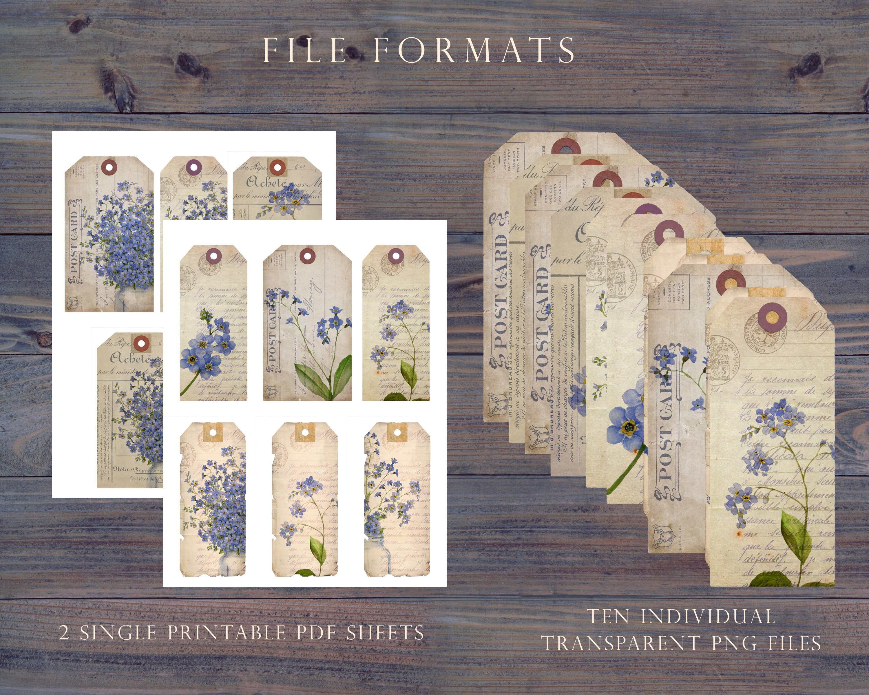 Forget-me-not Vintage Tags Printable Bag Tags Printable - Etsy