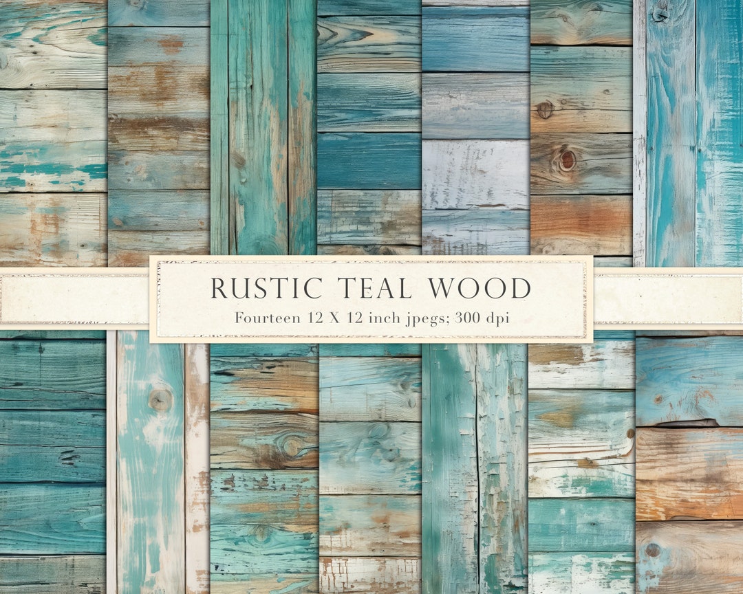 Teal Wood Digital Paper, Teal Wood Scrapbook Paper, Reclaimed Wood ...
