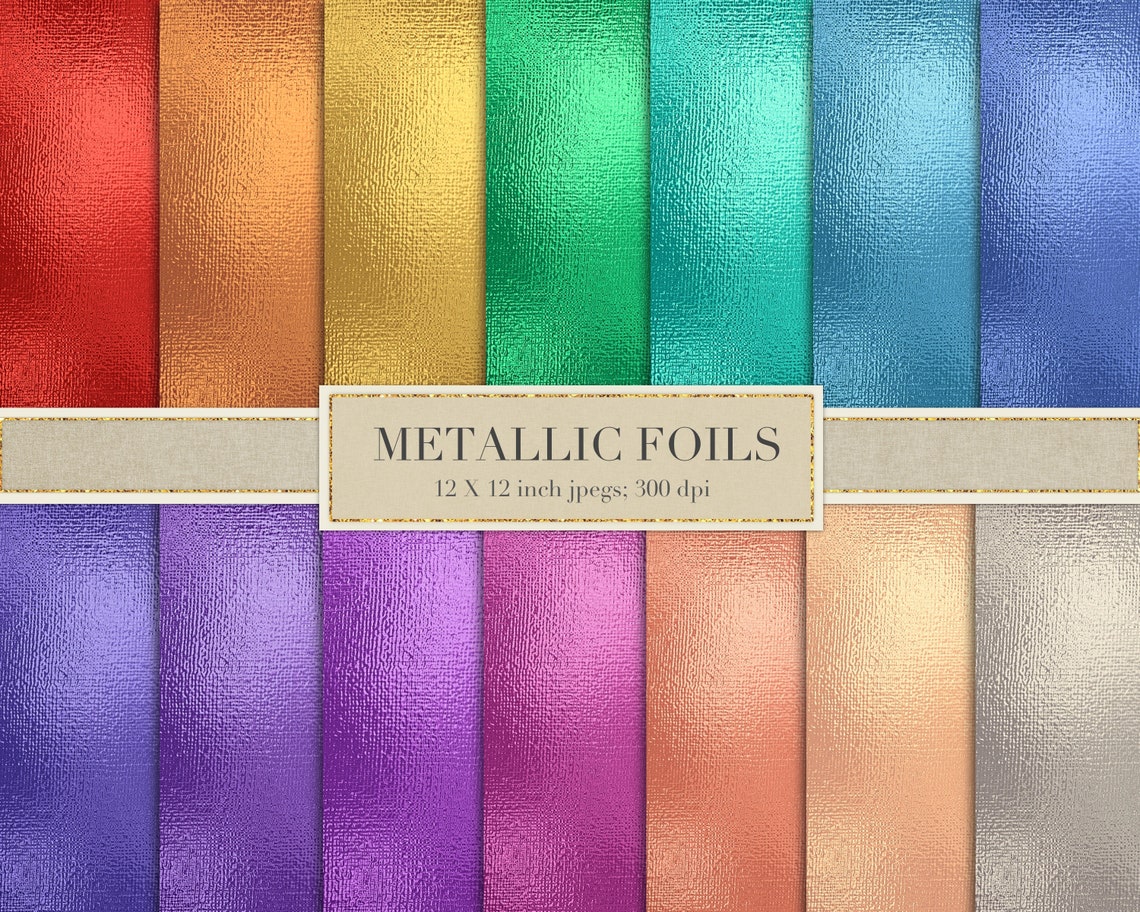 Colored Metallic Foil, Rainbow Metallic Foil, Digital Paper, Scrapbook ...