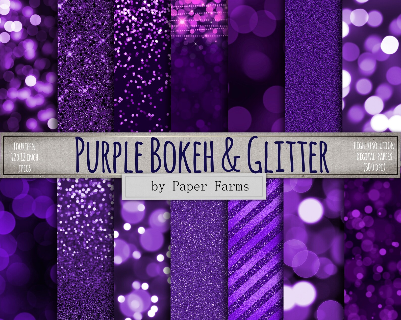 Purple Bokeh Digital Paper Backgrounds Scrapbook Paper | Etsy