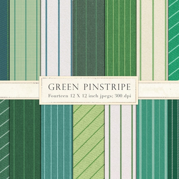 Pinstripe Green Fabric - Etsy