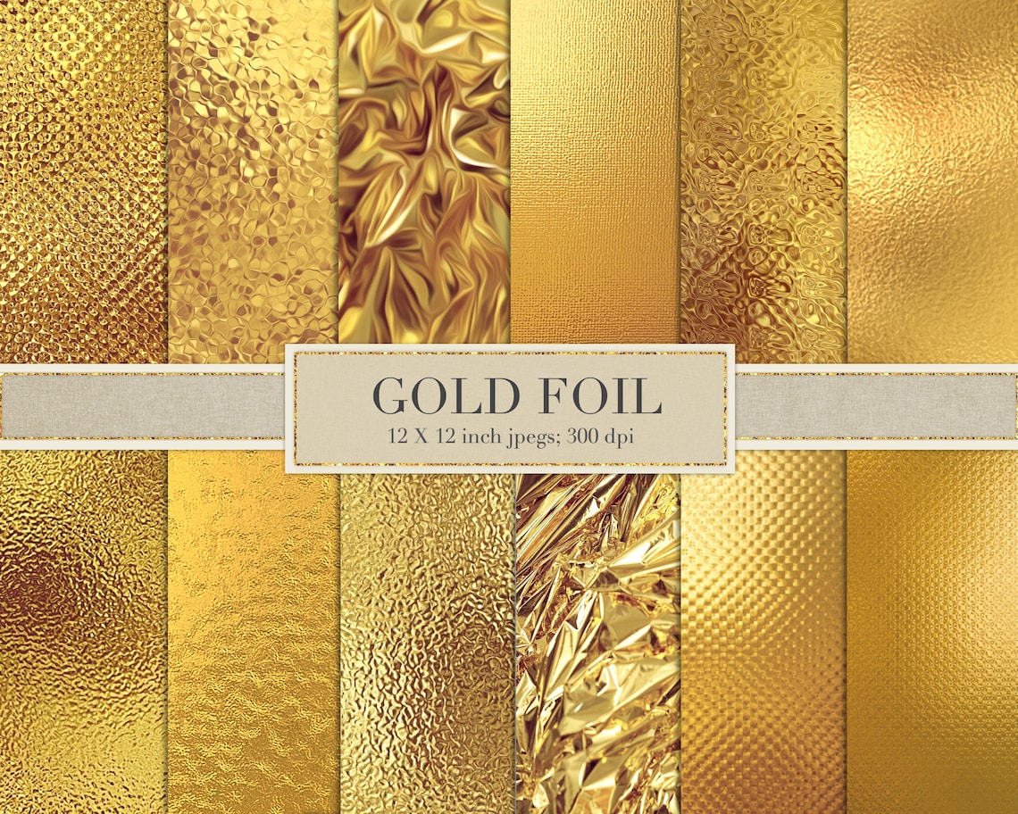 Gold Foil Digital Paper Gold Foil Scrapbook Paper Golden - Etsy