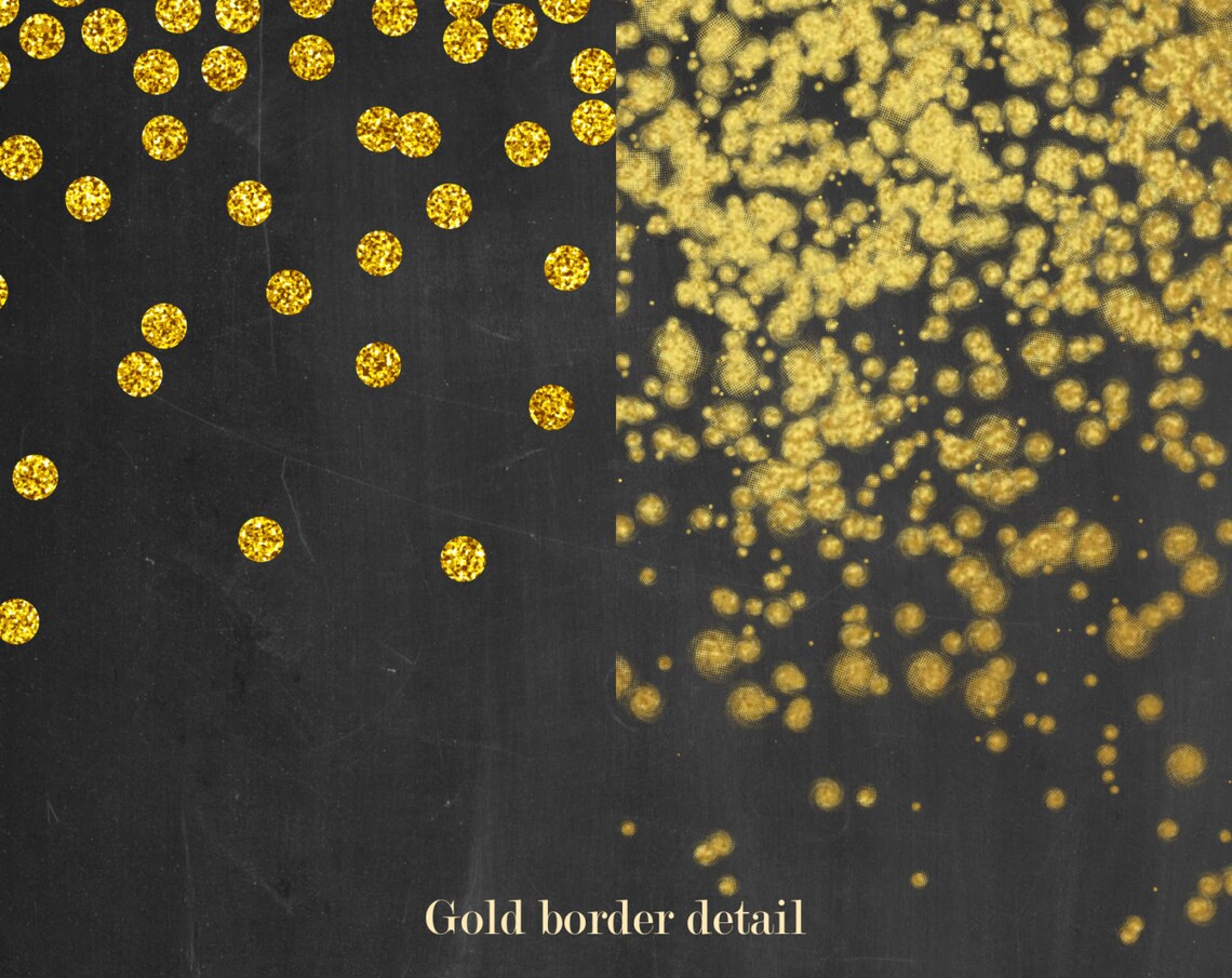 Gold Confetti Border, Digital Confetti, Digital Border, Glitter ...