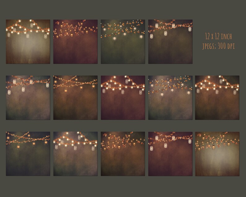 Fall Digital Paper Vintage Mason Jar Lights Digital Paper | Etsy