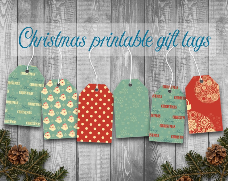Retro Christmas Gift Tags, Printable Christmas Gift Tags, Retro Gift ...