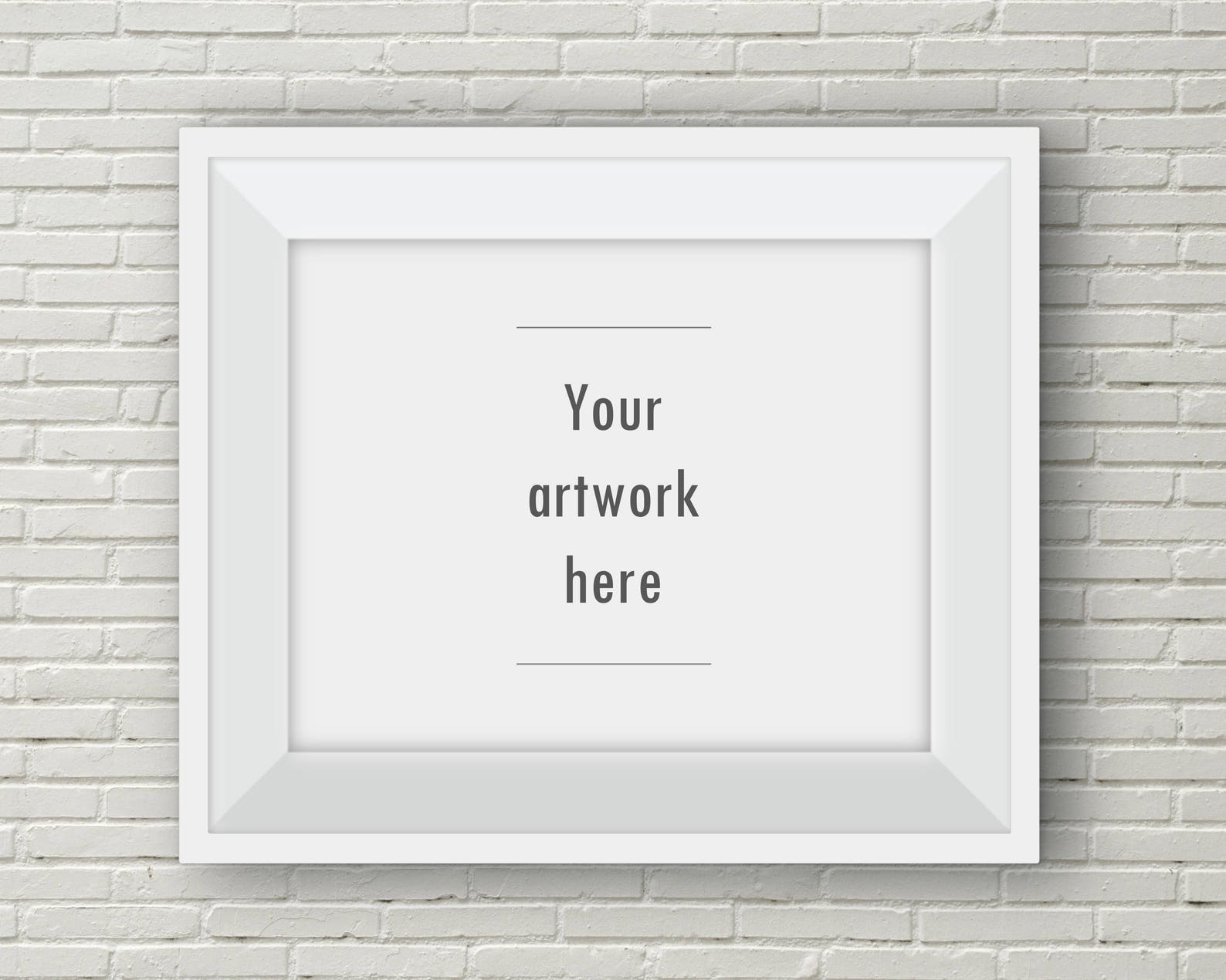 White Frame Mockup, Horizontal Frame, White Brick Background ...