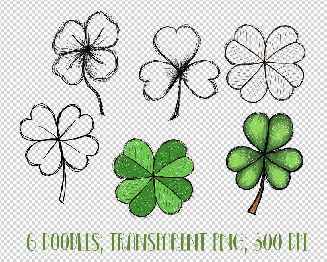 Shamrock Doodles Shamrock Clipart Clover Doodles Clover | Etsy