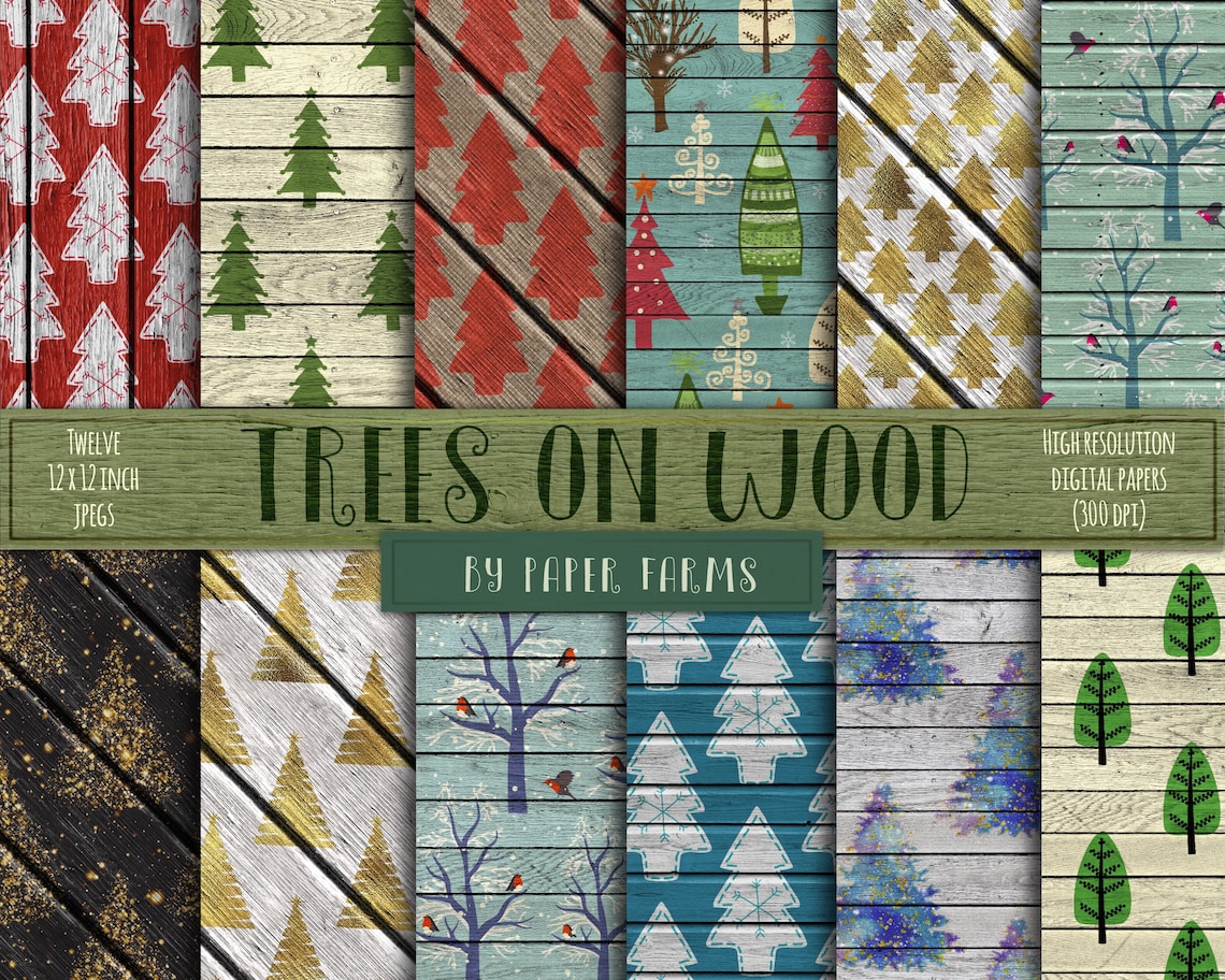 Christmas Tree Digital Paper Christmas Tree Scrapbook Paper | Etsy