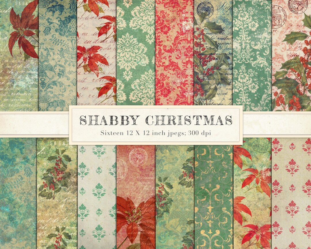 Shabby Chic Christmas, Vintage Christmas, Christmas Ephemera, Digital ...