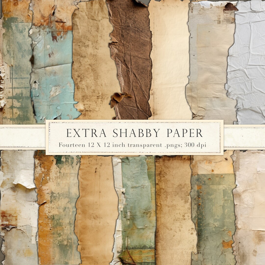 Extra Shabby Digital Paper, Torn Edges, Distressed Paper, Transparent ...