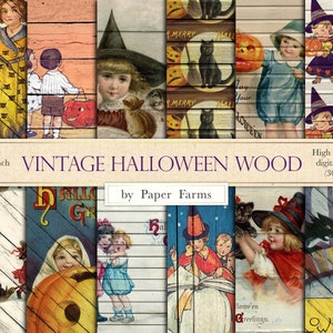 Vintage Halloween Digital Paper, Vintage Halloween Scrapbook Paper ...