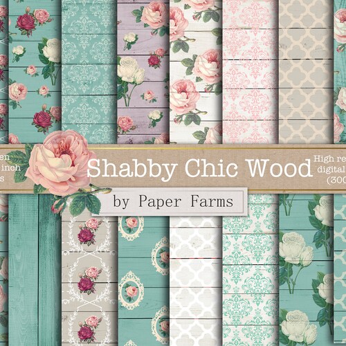 Shabby Chic Digital Paper Shabby Chic Scrapbook Paper Roses - Etsy