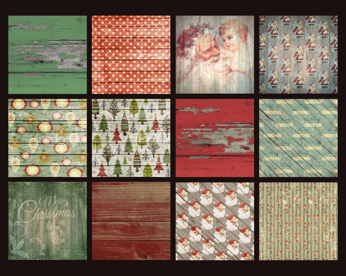 Rustic Christmas Digital Paper Rustic Christmas Scrapbook - Etsy