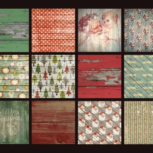 Rustic Christmas Digital Paper, Rustic Christmas Scrapbook Paper ...
