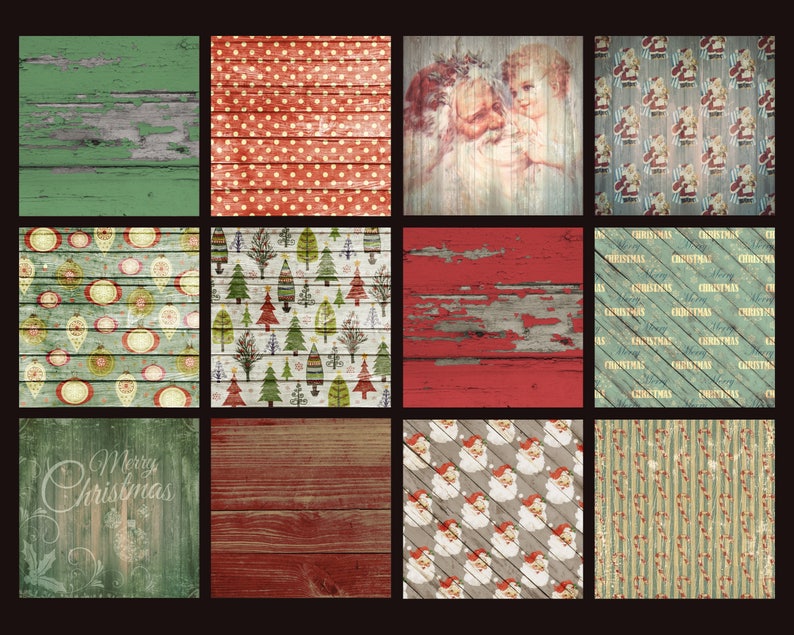 Rustic Christmas Digital Paper, Rustic Christmas Scrapbook Paper ...