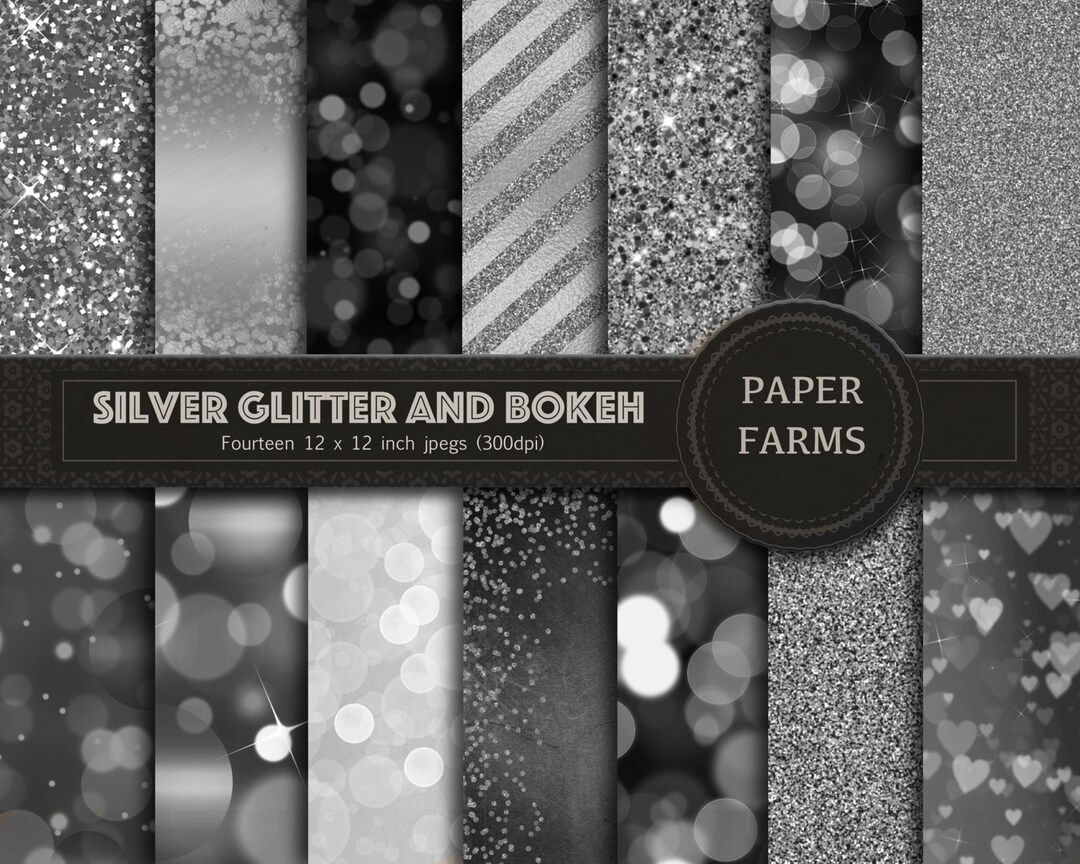 Silver Bokeh Digital Paper, Silver Glitter Digital Paper, Silver ...