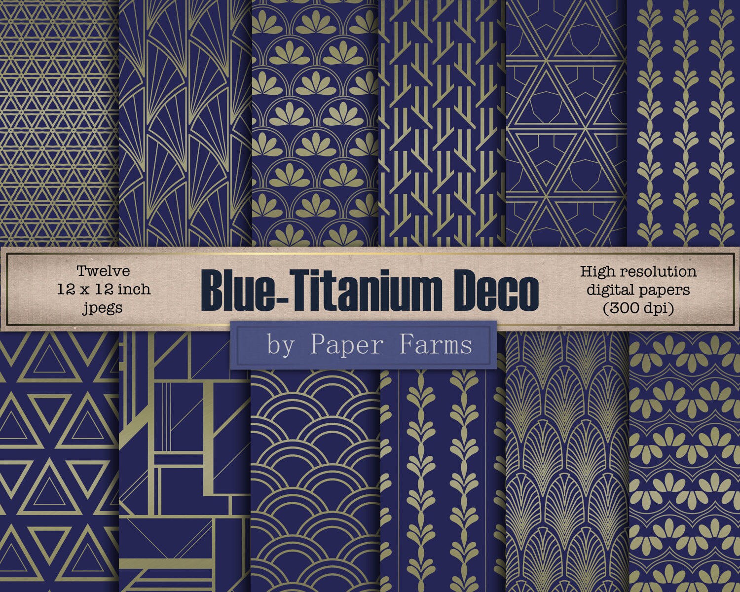 Art Deco Digital Paper Art Deco Scrapbook Paper Blue | Etsy