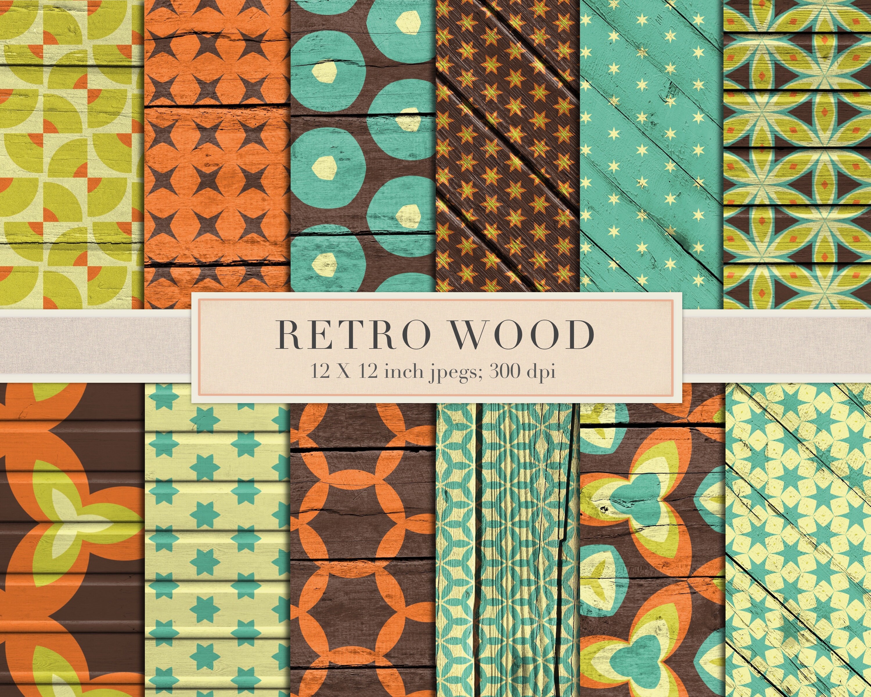 Retro Wood Digital Paper Scrapbook Paper Retro Patterns - Etsy